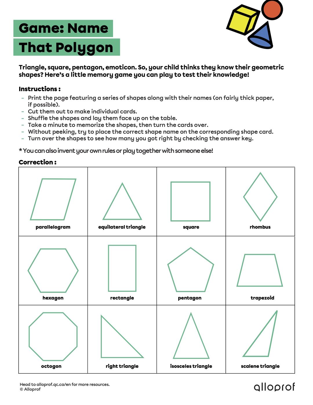 Game: Name That Polygon | Alloprof